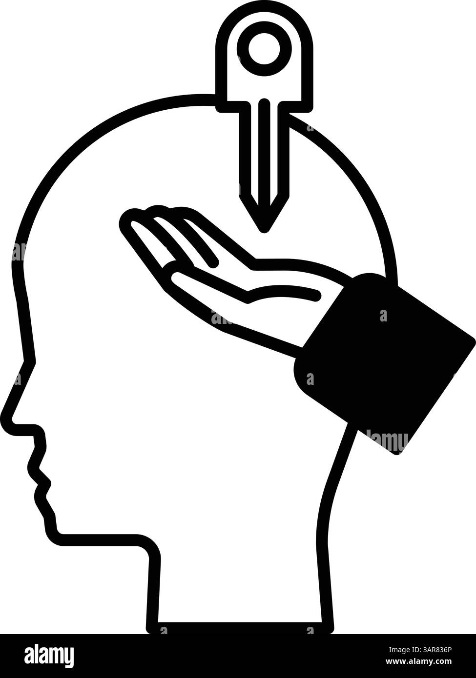 A head with a hand on it and a key on top of it Stock Vector Image ...