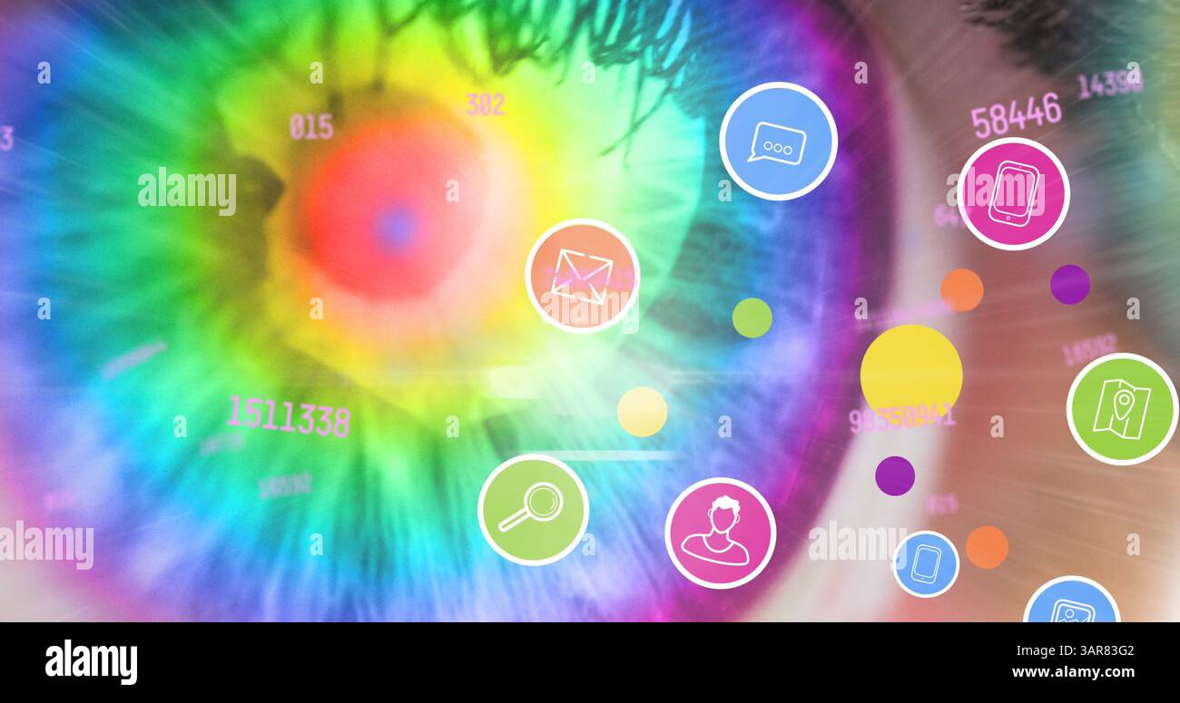 Image of media icons over eye Stock Photo - Alamy