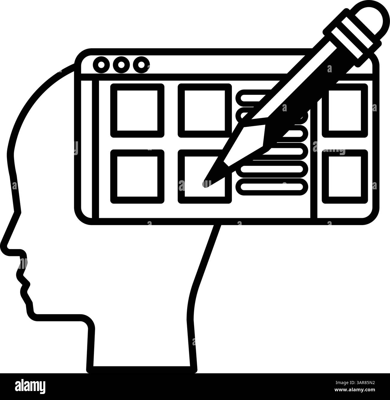 A head with a pencil on it Stock Vector Image & Art - Alamy