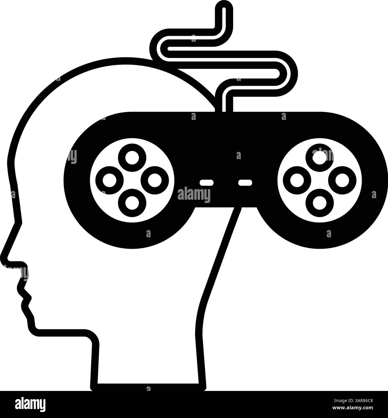 A head with a video game controller in its hands Stock Vector Image ...