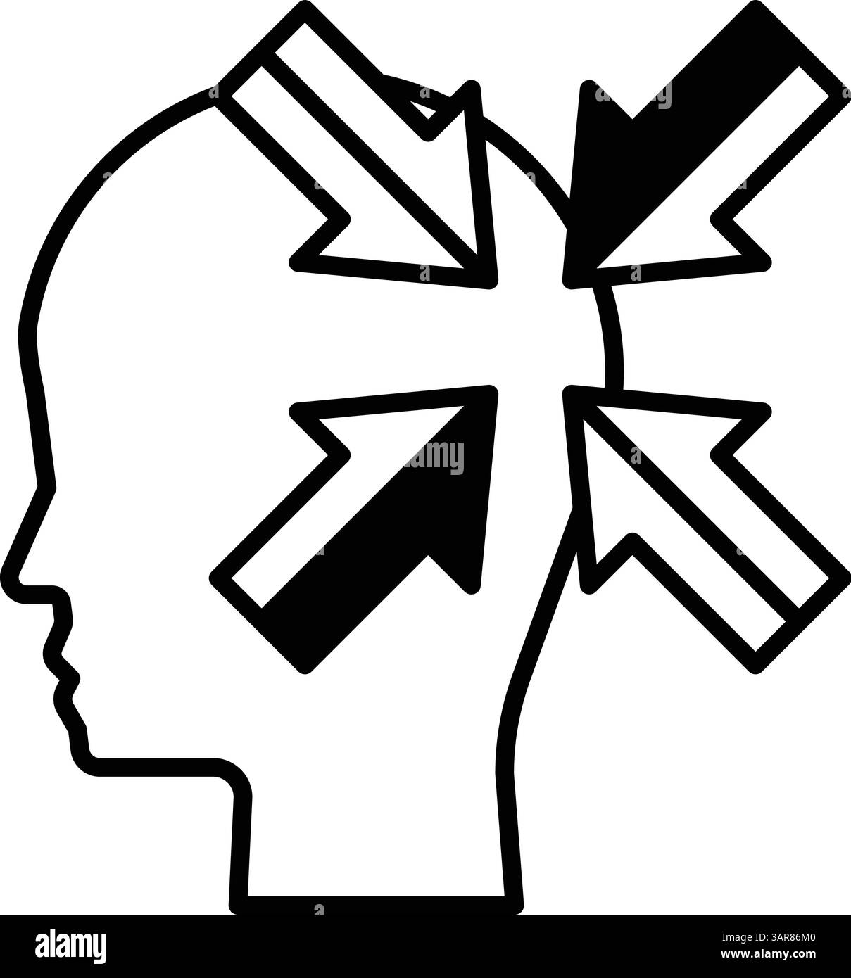 A head with four arrows pointing in different directions Stock Vector ...