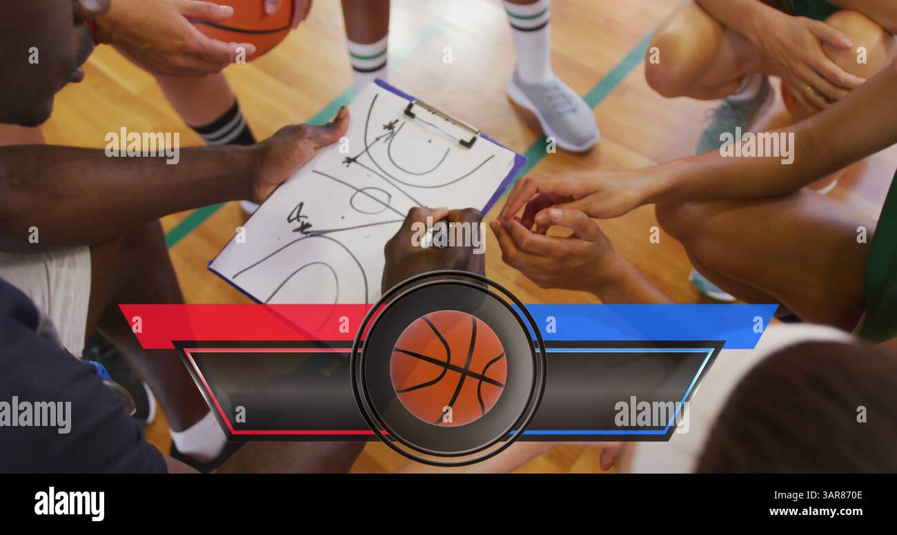 Image of score chart with copy space over basketball players. sports ...
