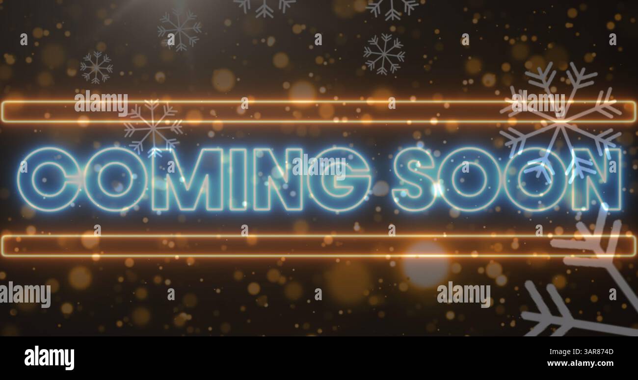 Image of coming soon text over snow falling at christmas Stock Photo ...