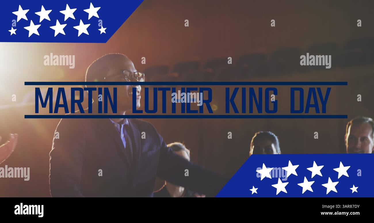 Martin luther king jr day text banner against african american man ...