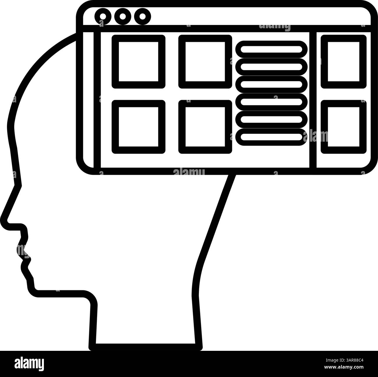 A head with a computer screen on top of it Stock Vector Image & Art - Alamy