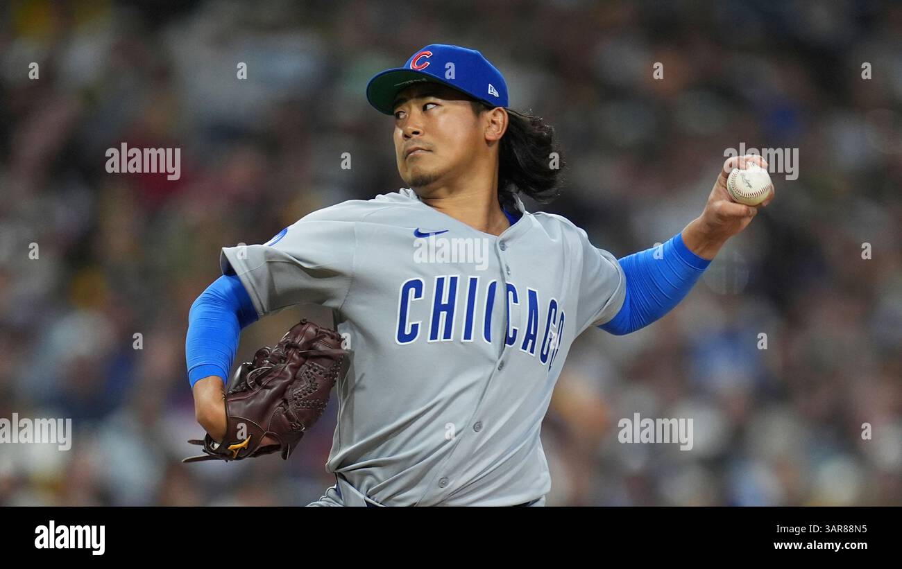 Chicago Cubs starting pitcher Shota Imanaga works against a San Diego ...