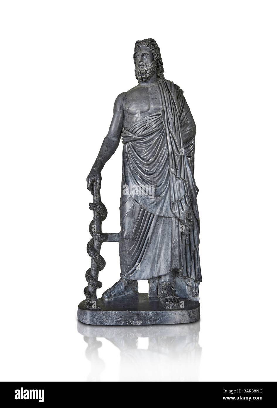Roman bigio morato marble Statue of Asclepius from Anzio. 2nd century AD copy of an earlier ...