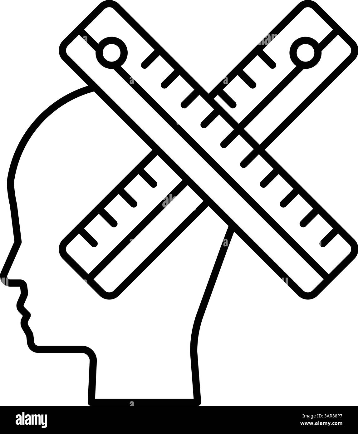 A head with a ruler and a ruler with a head on it Stock Vector Image ...