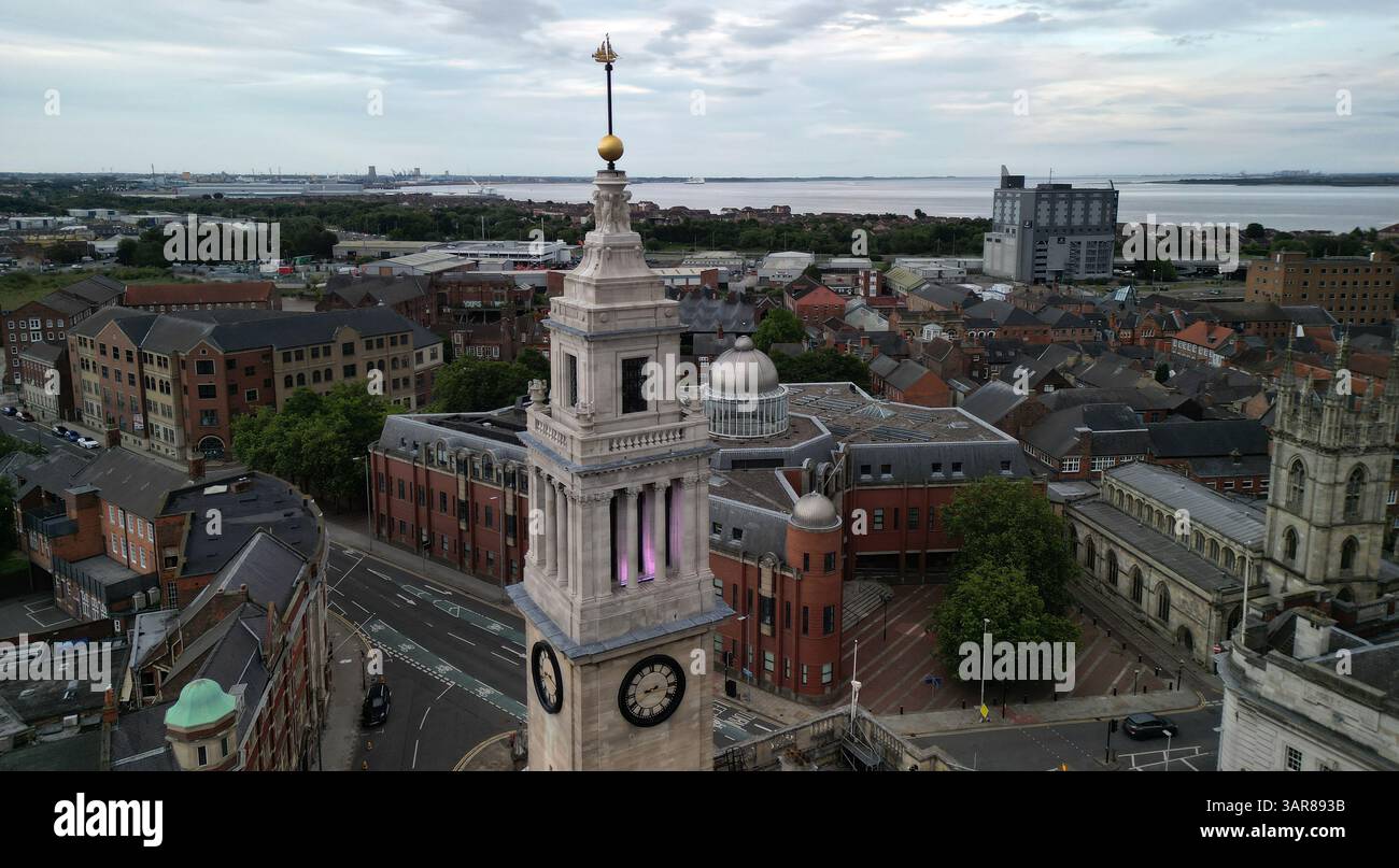 aerial view of Hull Guildhall, headquarters of Hull City Council ...