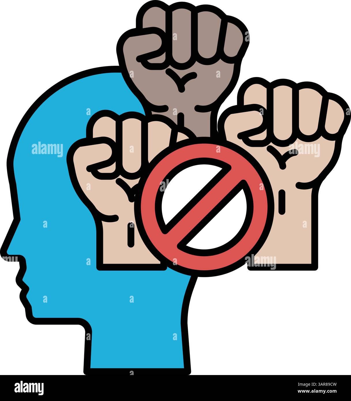 Protestor with red hands Stock Vector Images - Alamy