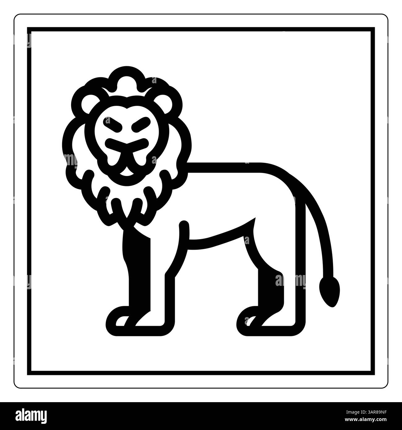 This minimalist outline drawing features a majestic lion, symbolizing ...