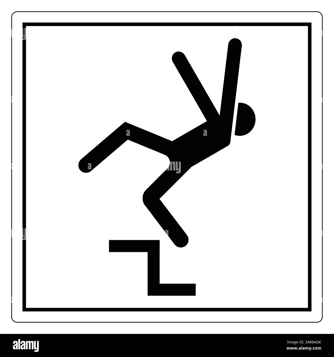 A caution sign depicting a person slipping off a step, emphasizing ...