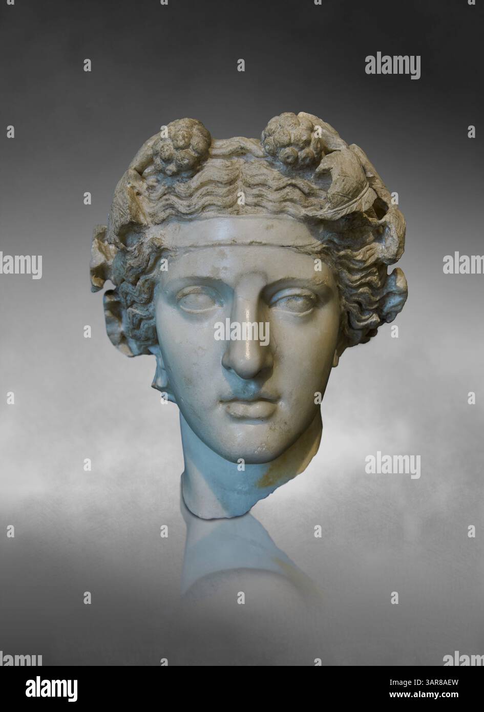 Roman sculpted head of Dionysus inspired by a Hellenistic original ...