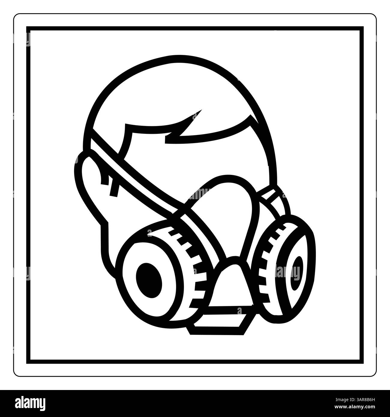 This illustration depicts a person wearing a gas mask, symbolizing ...