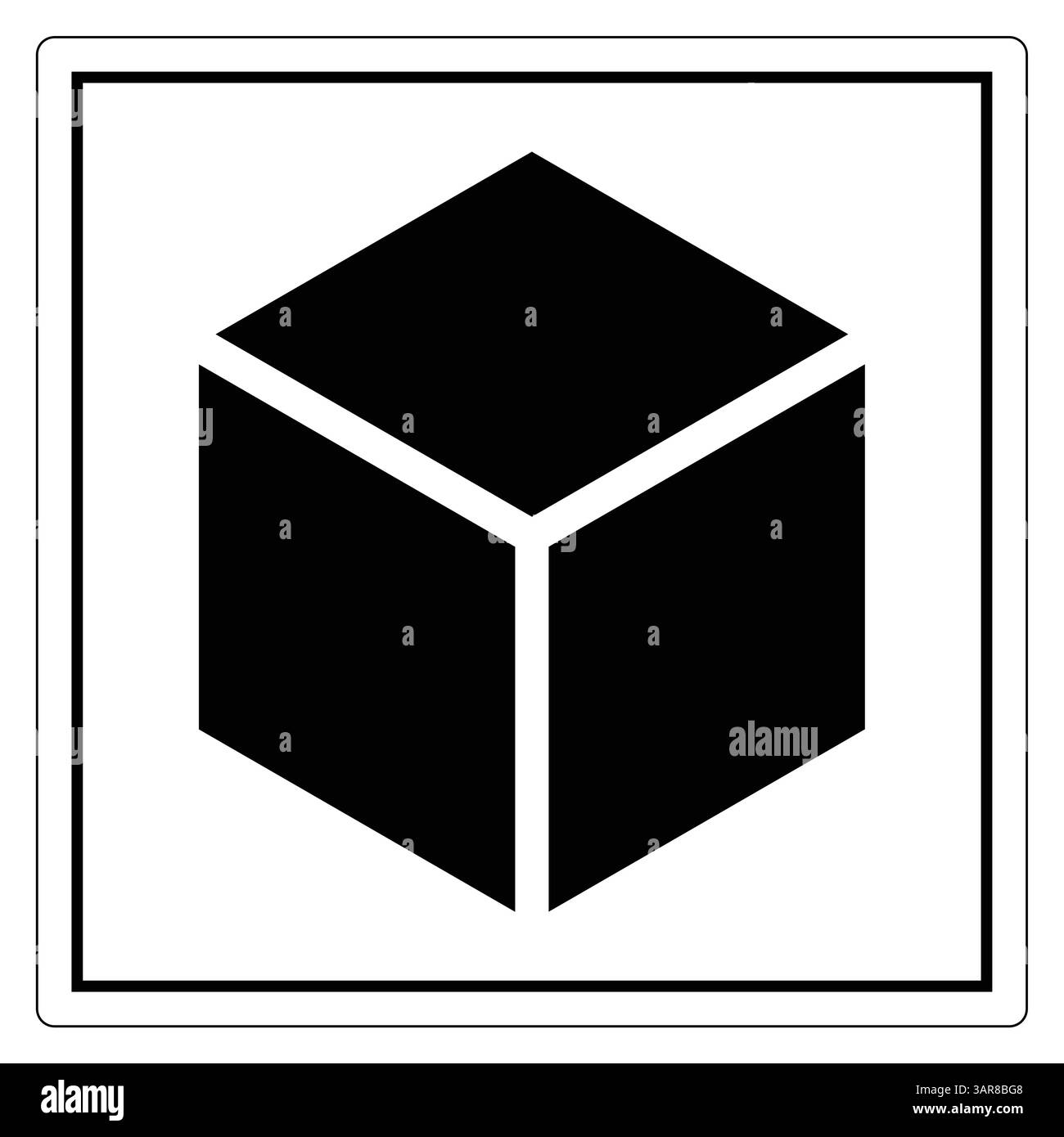 A black cube icon displayed on a white background perfect for ...