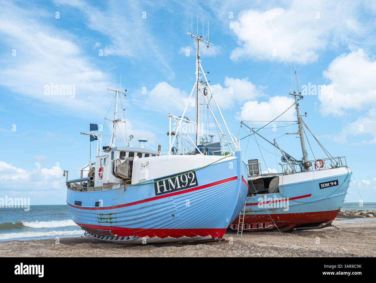 Thorup Strand Denmark - June 5. 2024: Fishing boats on the beach Stock ...