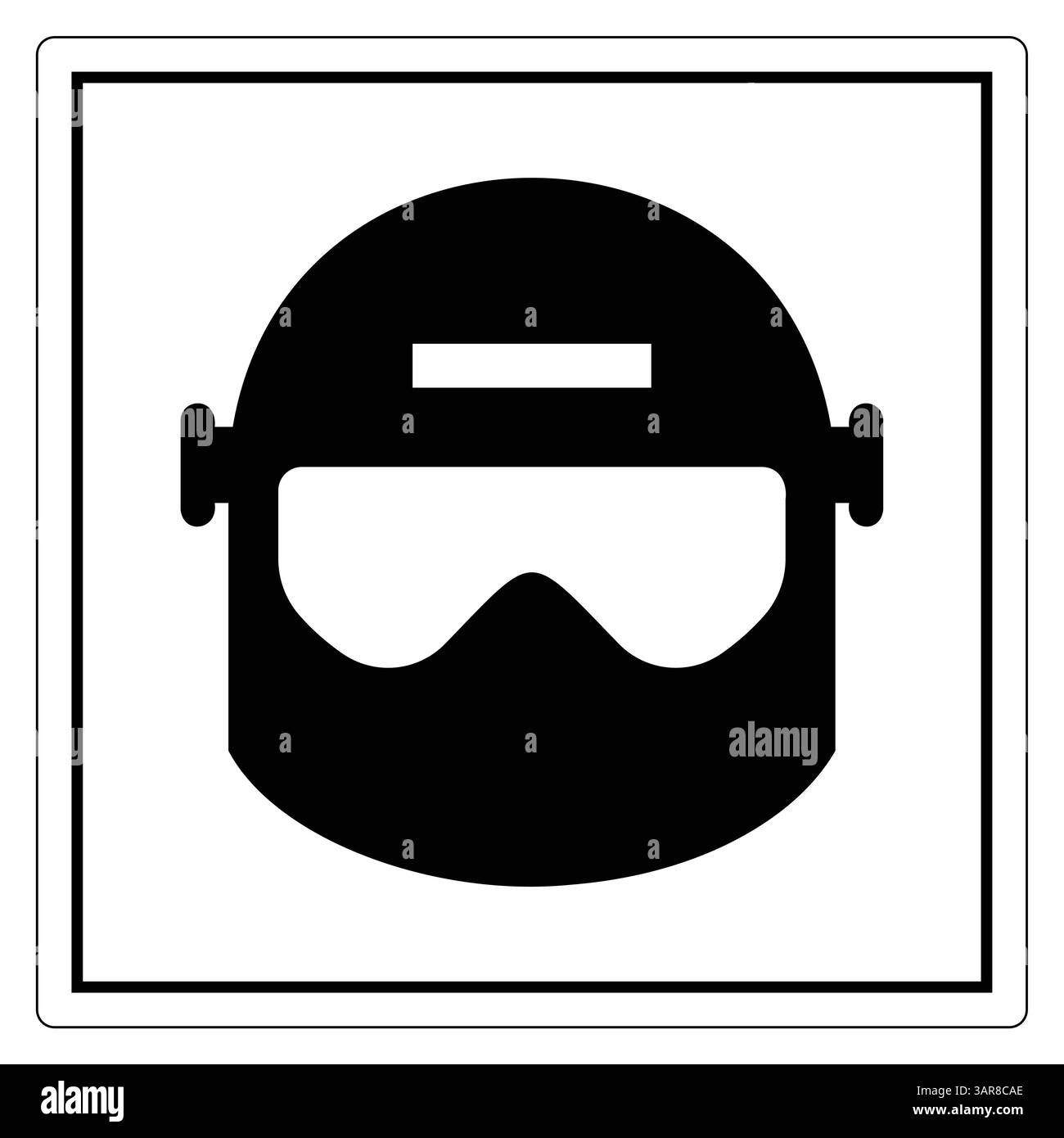 This icon features a minimalist design of a protective helmet and face ...