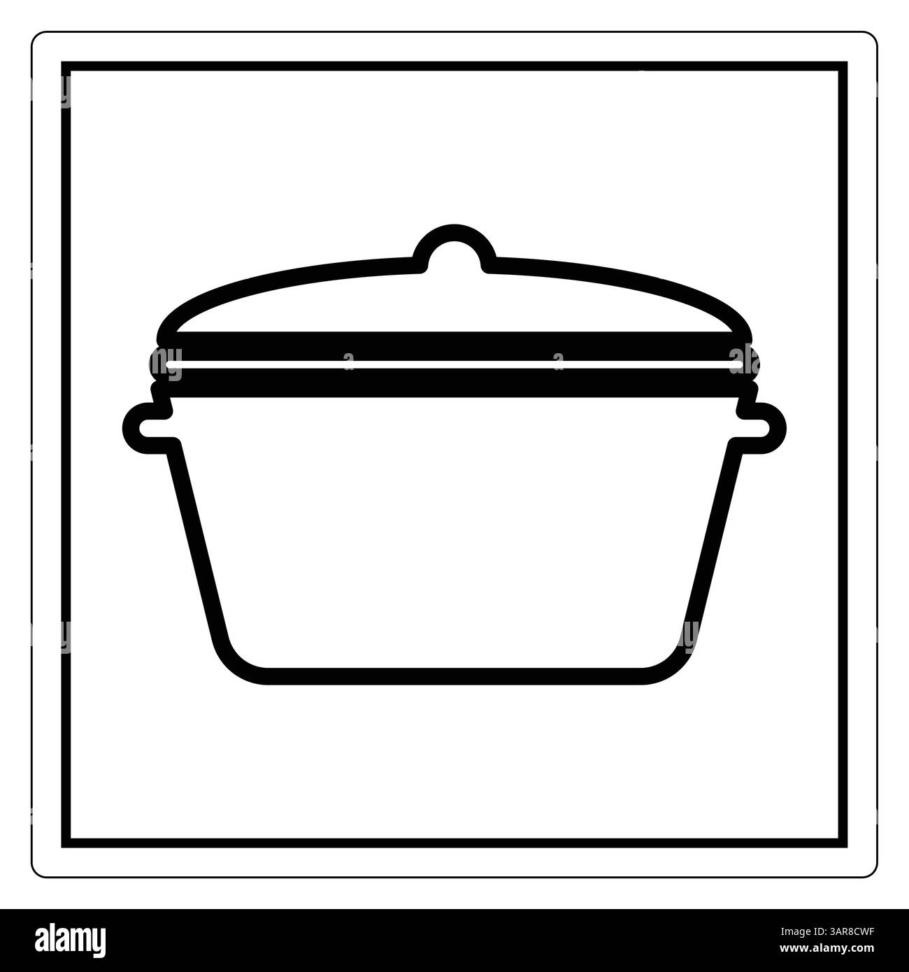 This illustration showcases a simple outline of a cooking pot with a ...