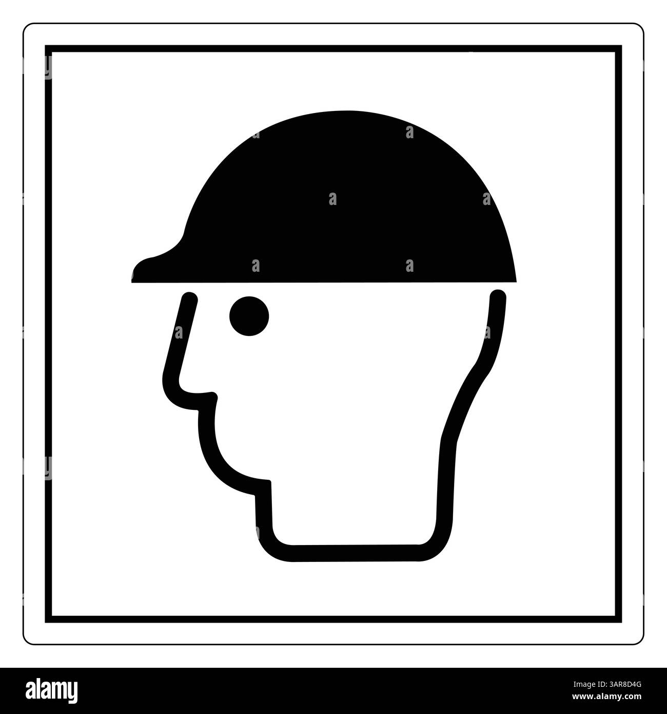 A simple black and white icon depicting a worker in a hard hat, ideal ...