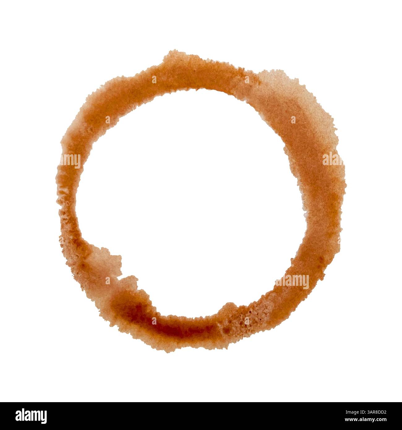 Watercolor coffee frame round stain, spilled cup. Smudged watercolor ...