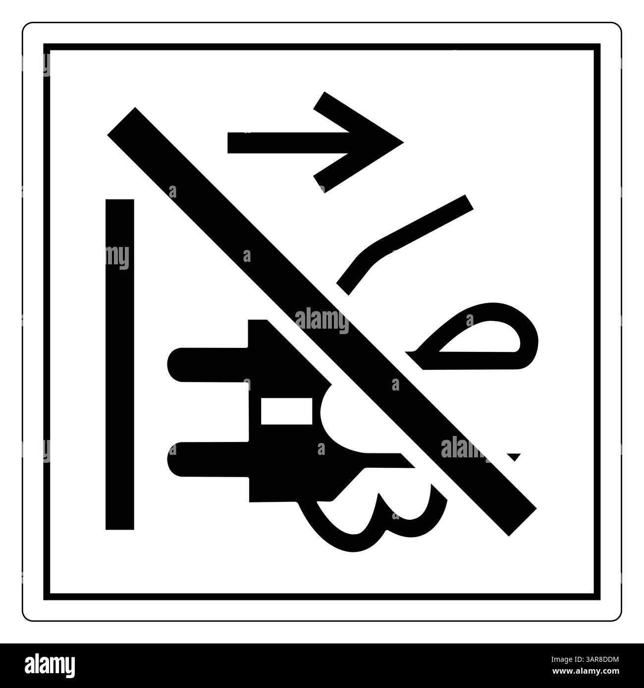 This illustration depicts a prohibition sign emphasizing electrical ...