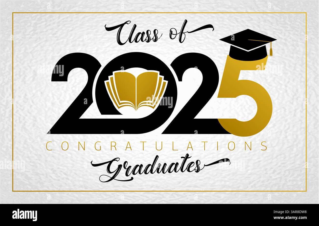 Class of 2025 congratulations graduates greeting card design. Creative ...