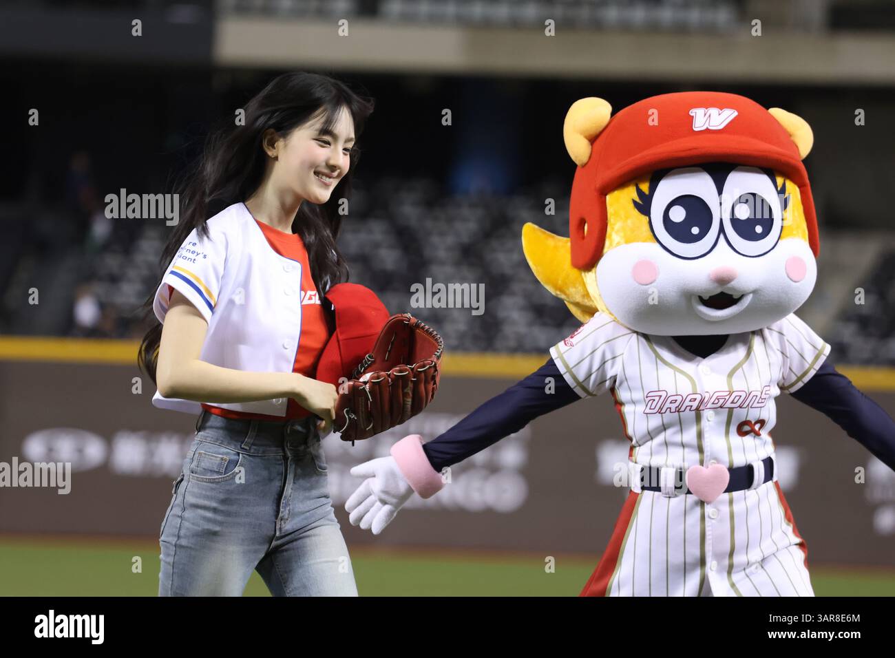 South Korean 18-year-old singer GYUBIN served as the opening pitch guest for professional ...