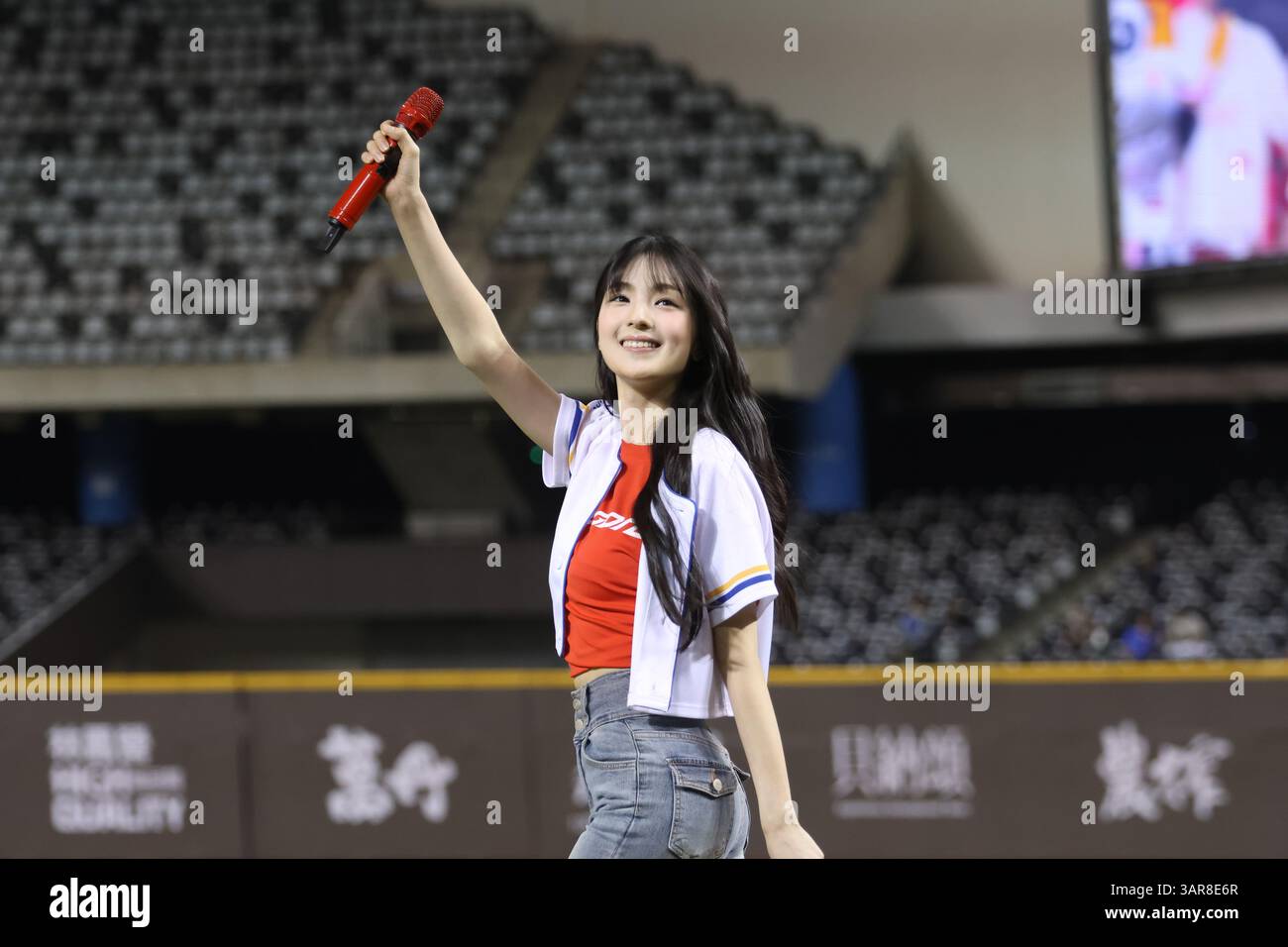 South Korean 18-year-old singer GYUBIN served as the opening pitch guest for professional ...
