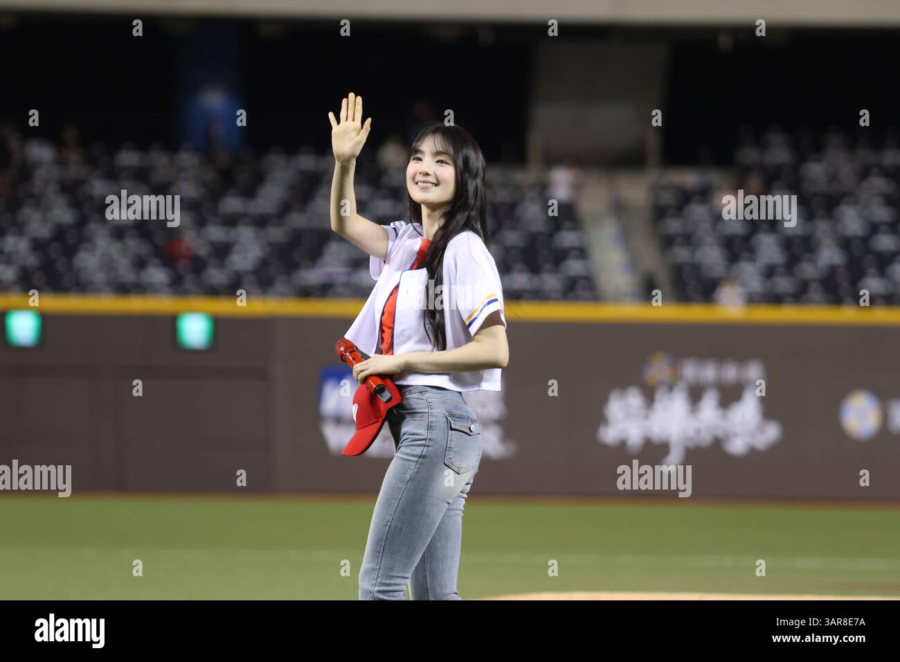 South Korean 18-year-old singer GYUBIN served as the opening pitch guest for professional ...