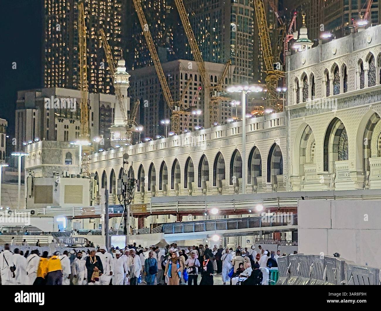 Mecca, Saudi Arabia, June 7 2024: The outer courtyard of the sacred grand mosque of Makkah ...