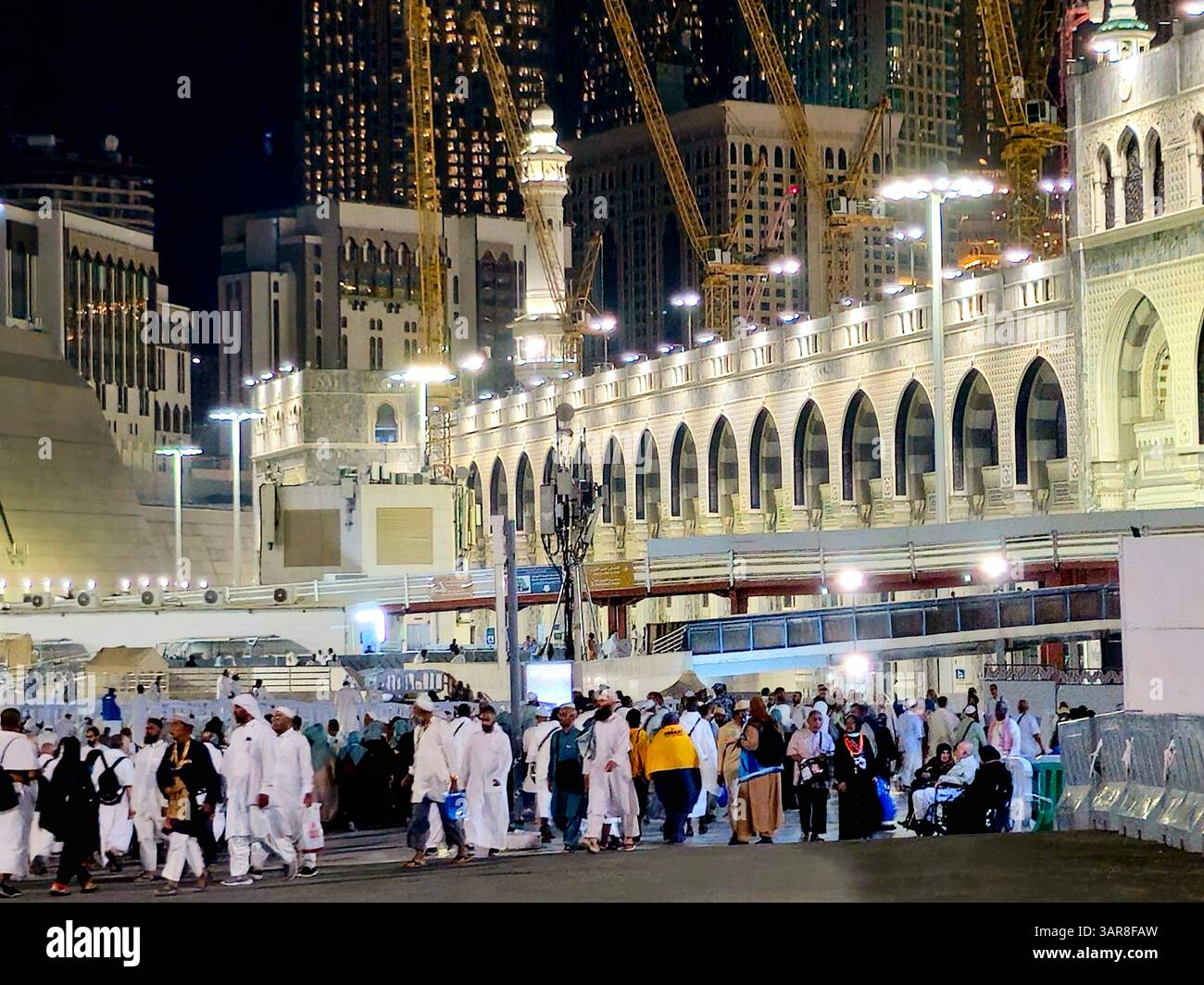 Mecca, Saudi Arabia, June 7 2024: The outer courtyard of the sacred grand mosque of Makkah ...