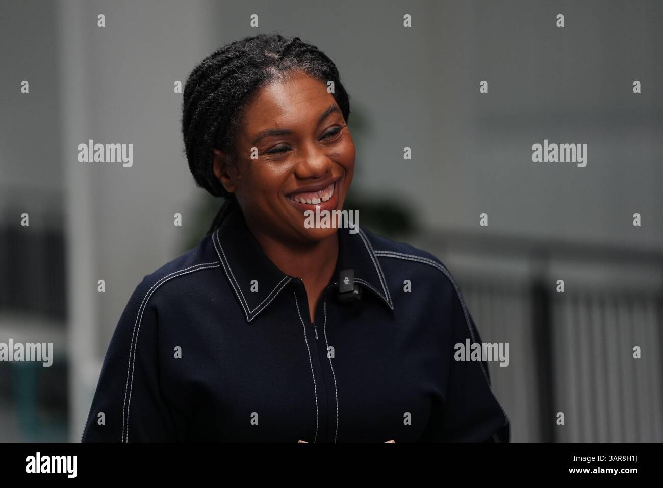 Conservative party leader Kemi Badenoch doing media interviews during a ...