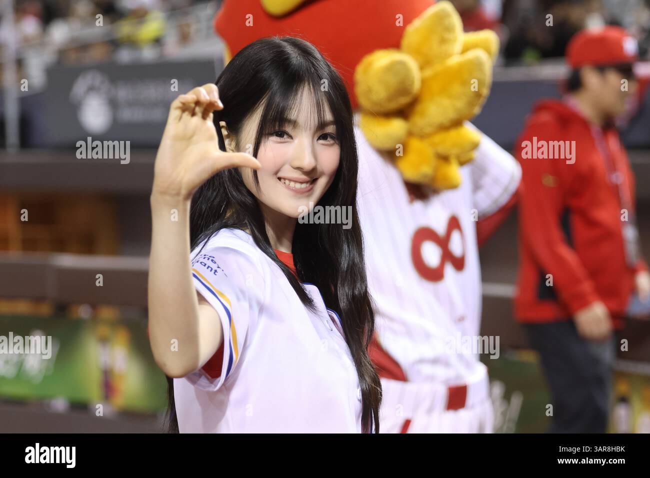 South Korean 18-year-old singer GYUBIN served as the opening pitch guest for professional ...