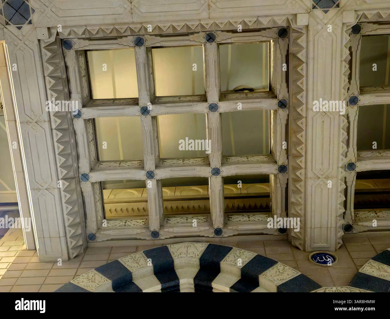 The interior of the Prophet's Mosque al-Masjid al-Nabawi, the second ...