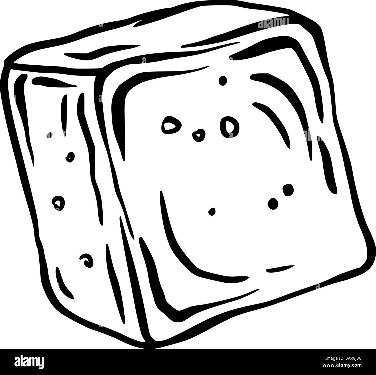 Vector illustration of a single Ice Cube in sketch style. Linear ...