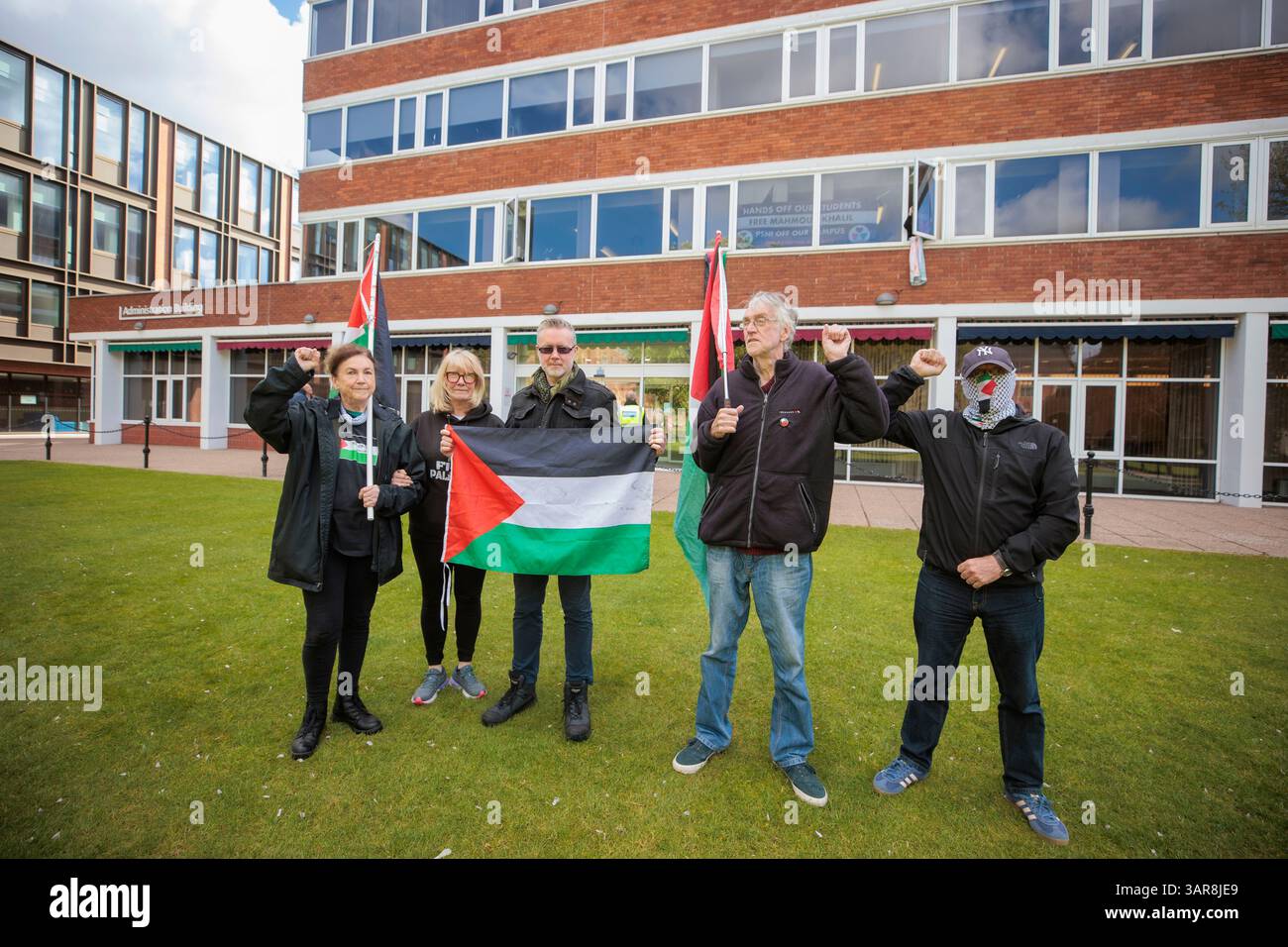 People take part in a pro-Palestine demonstration outside the ...