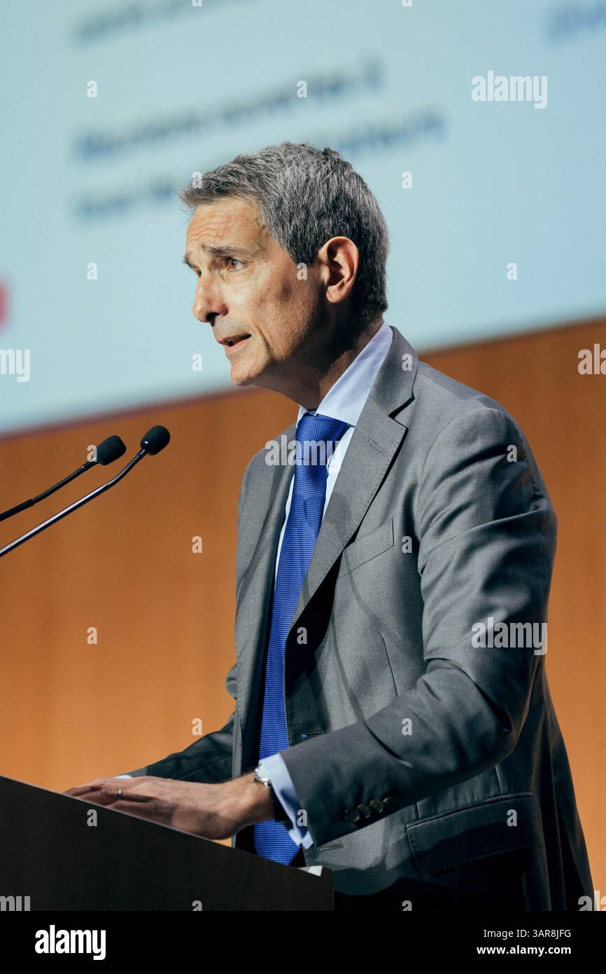 Saint-Gobain CEO, Benoit Bazin addresses a presentation of the 2024 ...