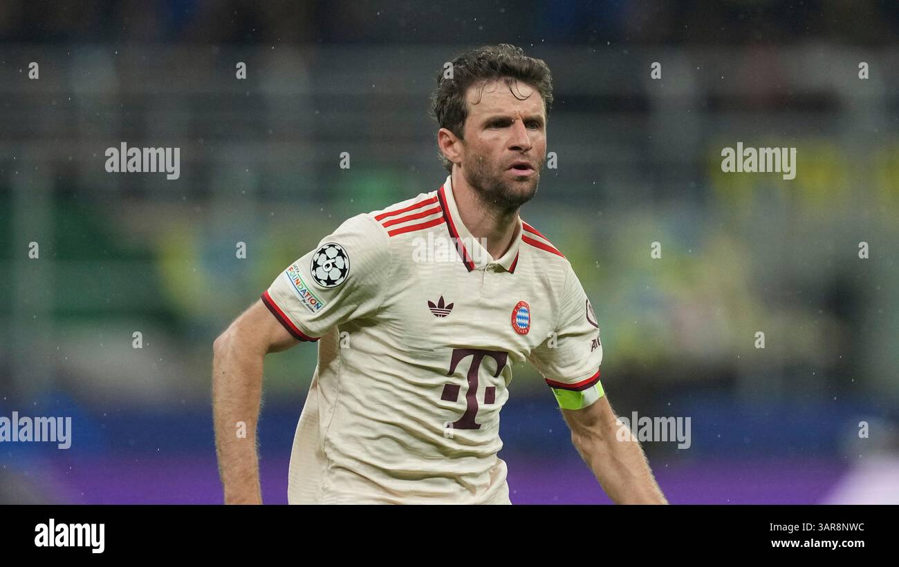 Bayern's Thomas Mueller runs during the Champions League quarterfinals ...
