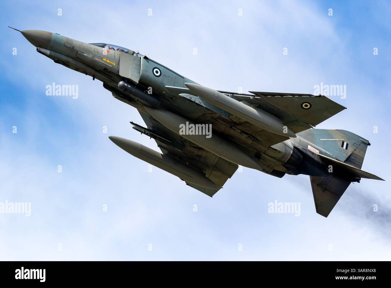 Hellenic (Greek) Air Force F-4E Phantom II fighter jet in flight over ...