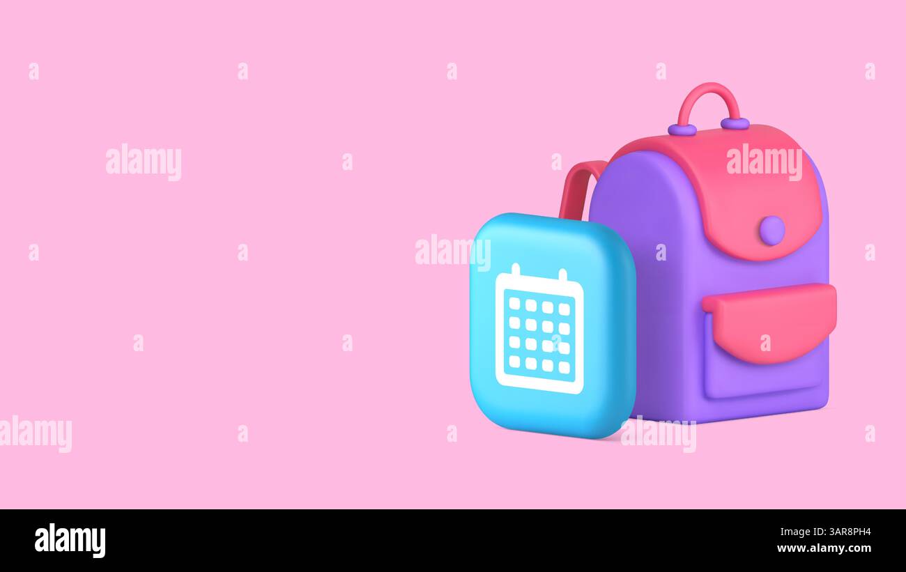 Back to school calendar data reminder with backpack copy space banner ...