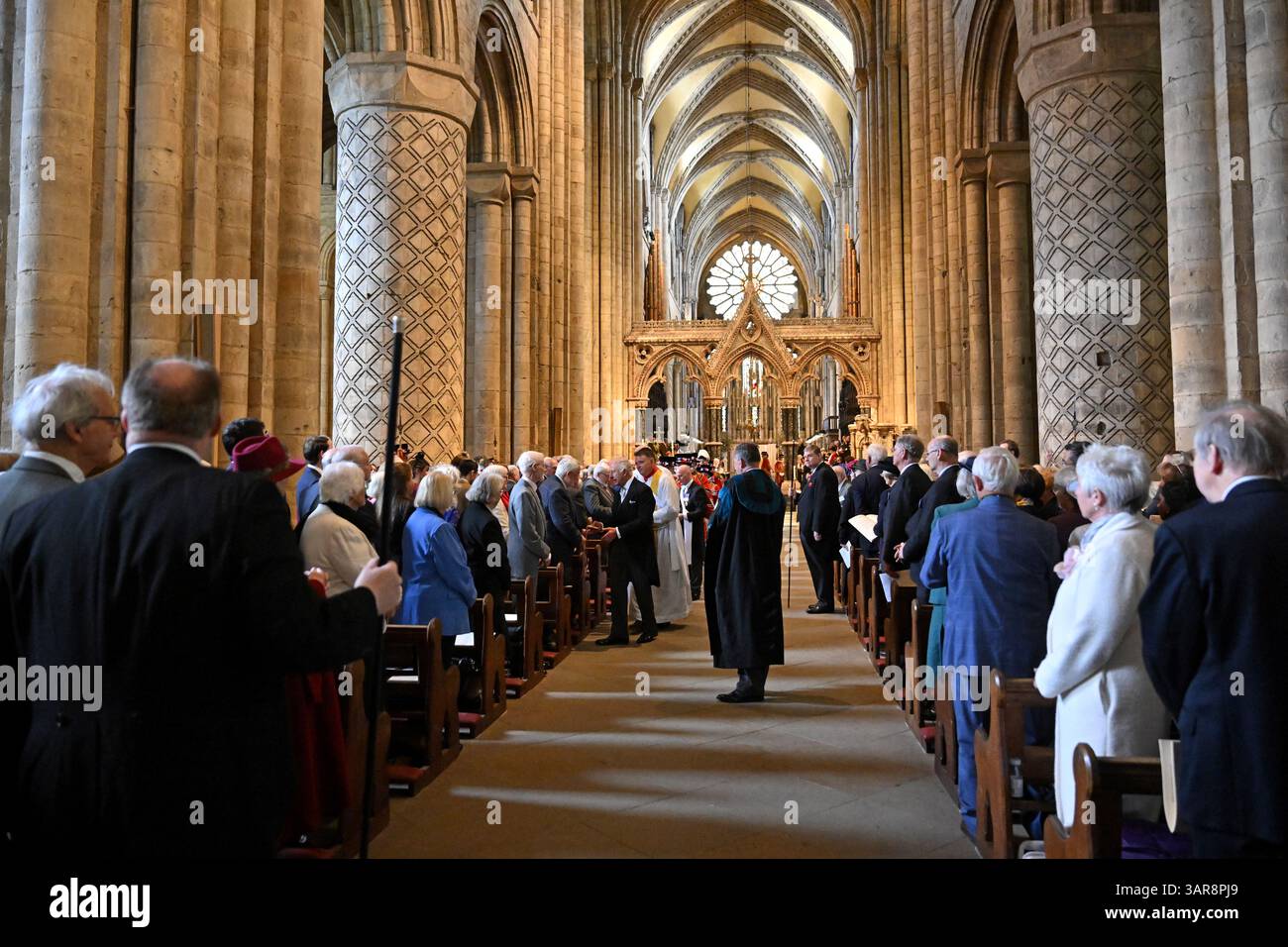 King Charles III meets members of the congregation during the Royal ...