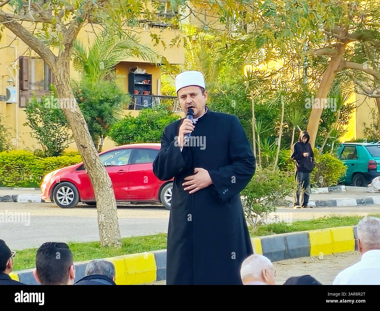 Cairo, Egypt, March 31 2025: The mosque preacher Imam performs Eid Al ...