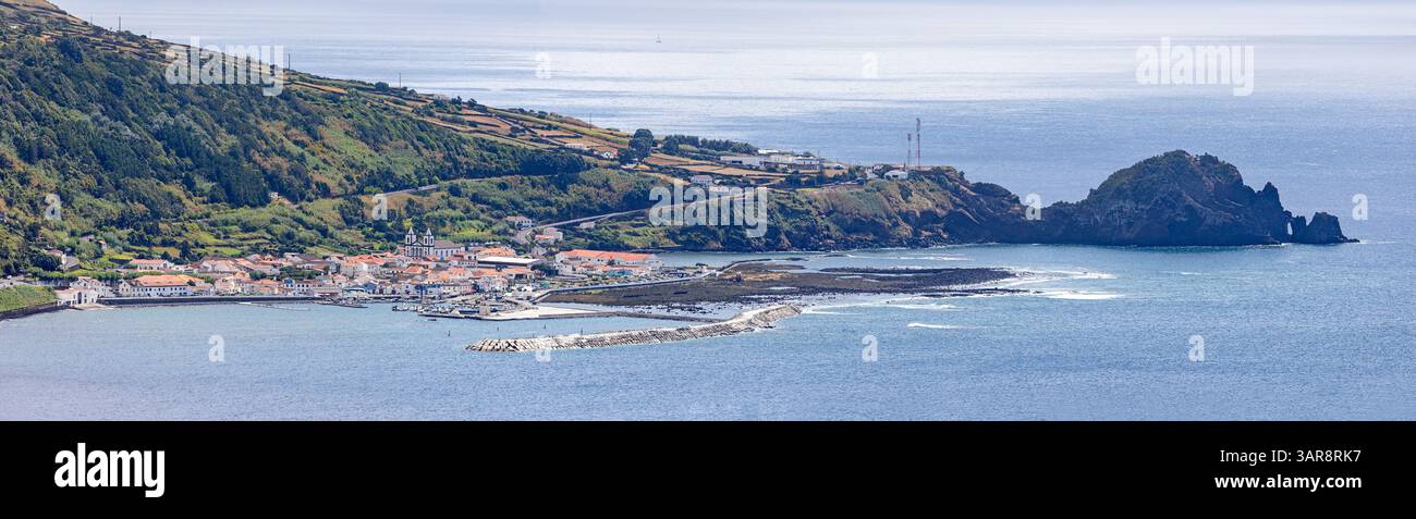 Panoramic view of Fishing village Lajes do Pico from view point ...