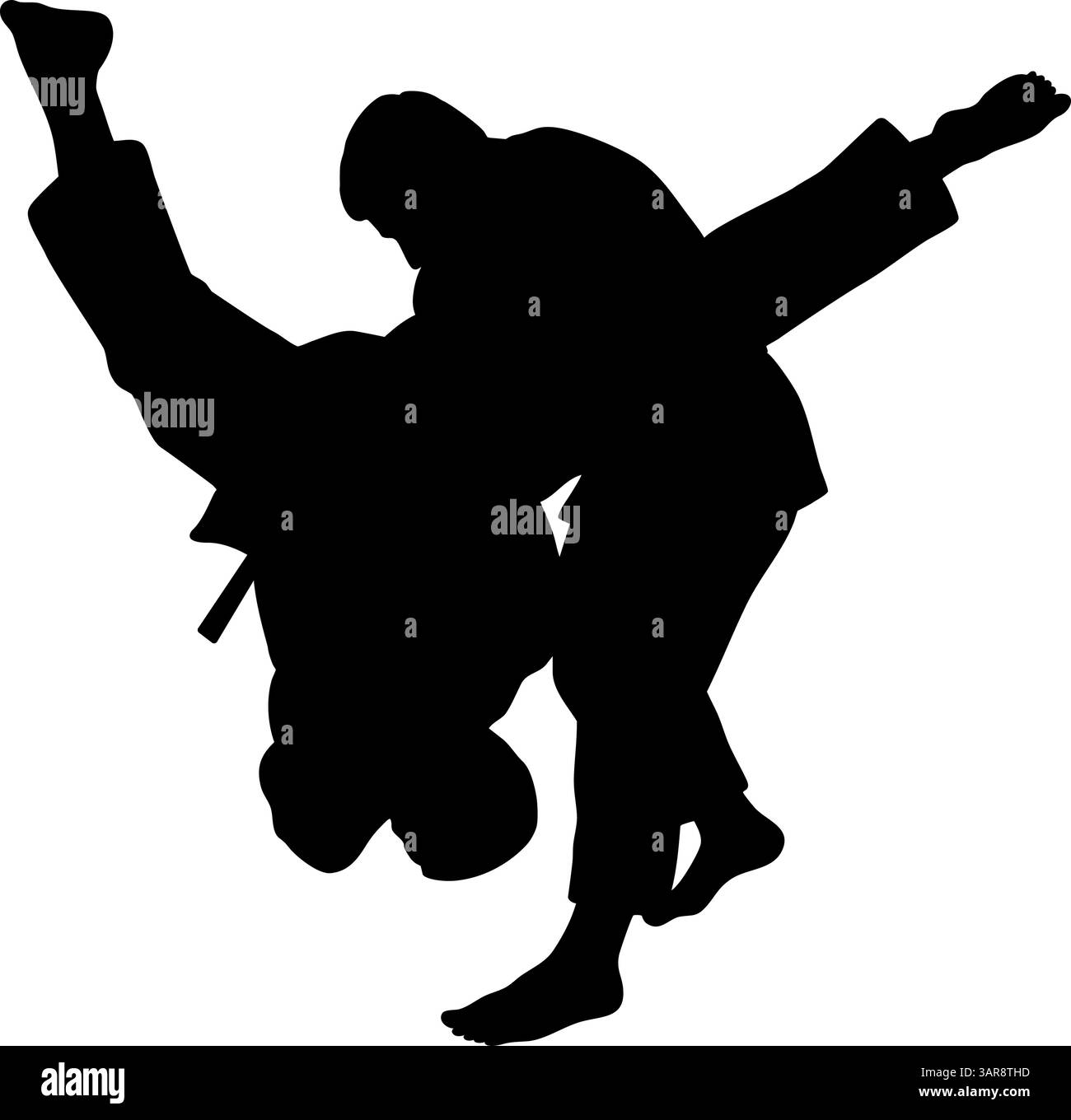 Two judo athletes fighting silhouette illustration Stock Vector Image ...