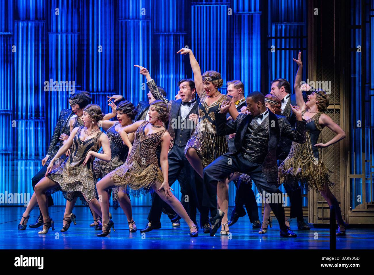 Cast members seen on stage performing scenes from The Great Gatsby. New ...
