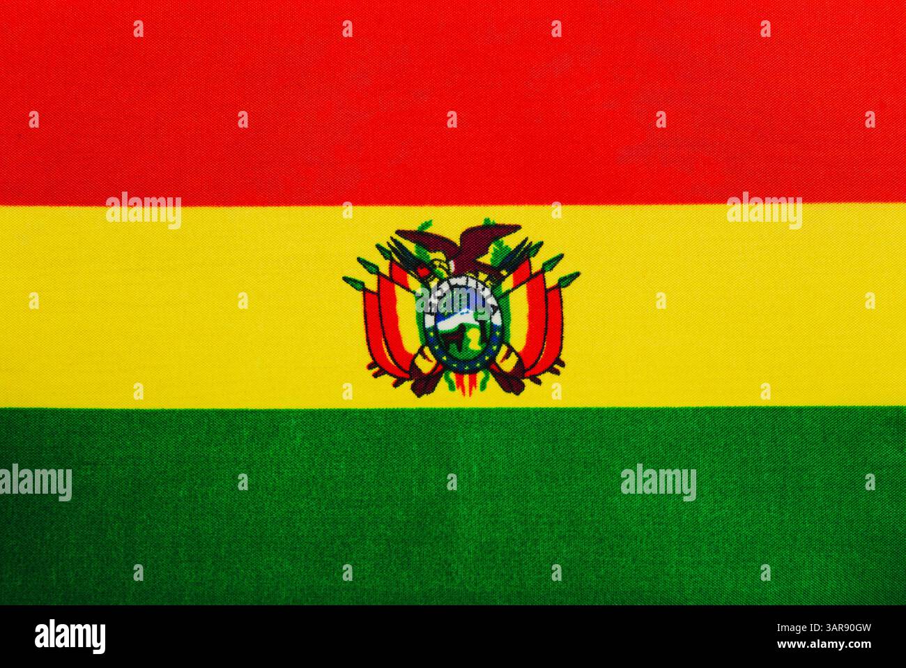 The Bolivian flag features horizontal stripes of red, yellow, and green ...