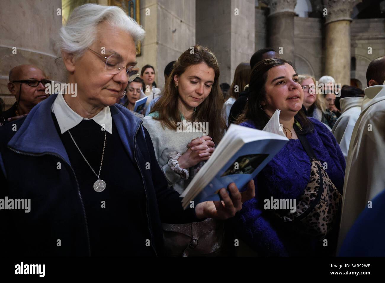Washing of the Feet ceremony Christian worshippers and nuns sing during ...