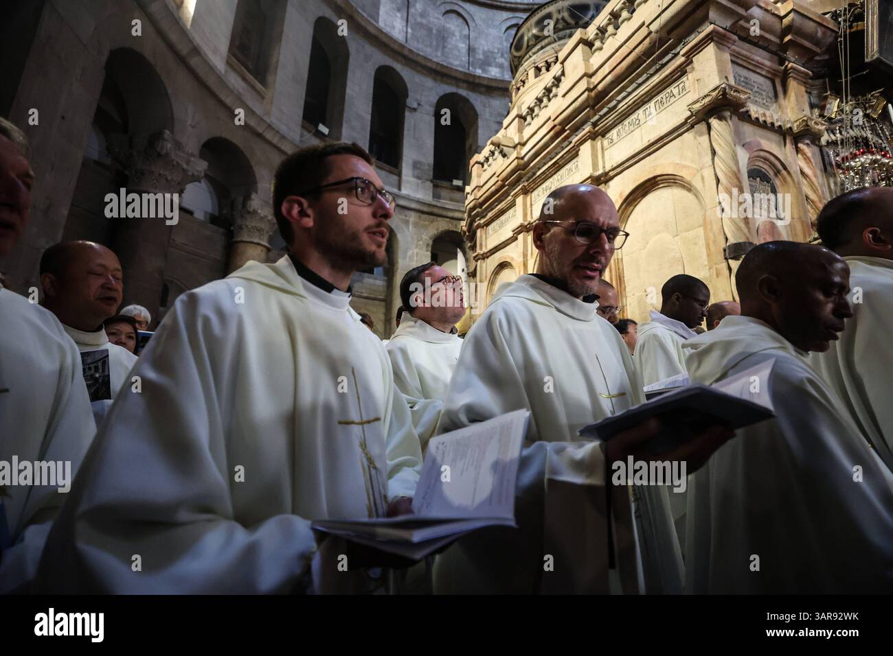 Washing of the Feet ceremony Christian monks and friars walk in ...