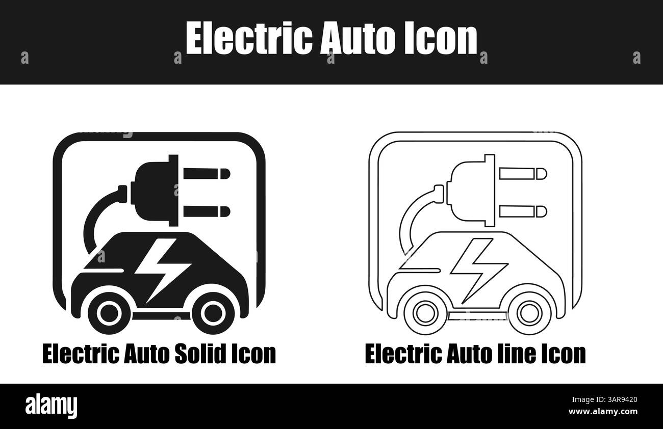 Electric Auto Icon in Silhouette on White Background Stock Vector Image ...