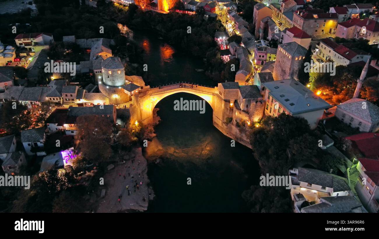 Old Bridge in Mostar at night in Bosnia and Herzegovina Stock Photo - Alamy